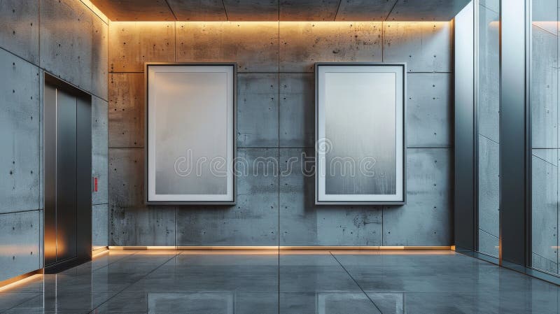 Empty Room with Two Mirrors and a Door Stock Image - Image of door ...
