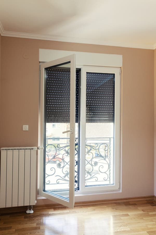 Empty Room with Two Windows Stock Photo - Image of white, architecture ...