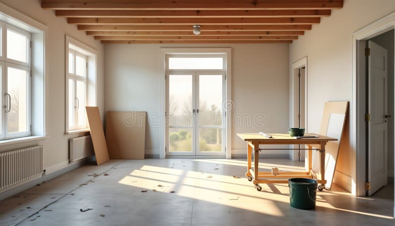 Empty Room Undergoing Refurbishment. Renovation Project in Progress ...