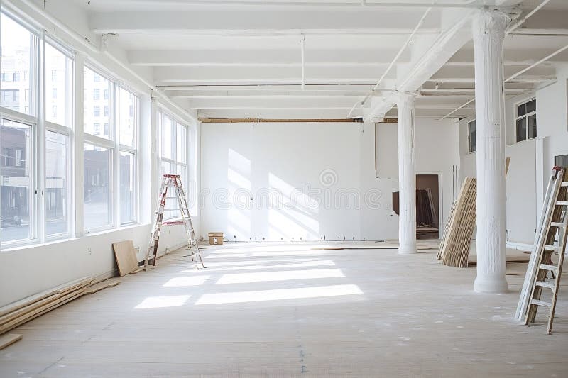 Empty Room Undergoing Renovation with Construction Materials and ...