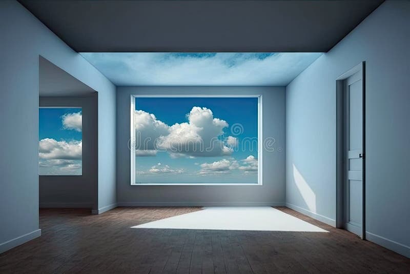 The Empty Room, with View of the Blue Sky and Fluffy Clouds, Can Be a ...