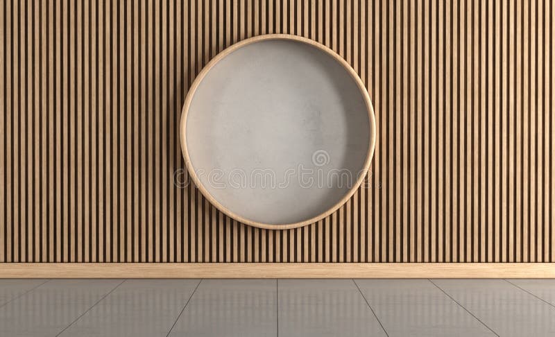 Empty Room with Wall Wood Cladding Panels Stock Illustration ...