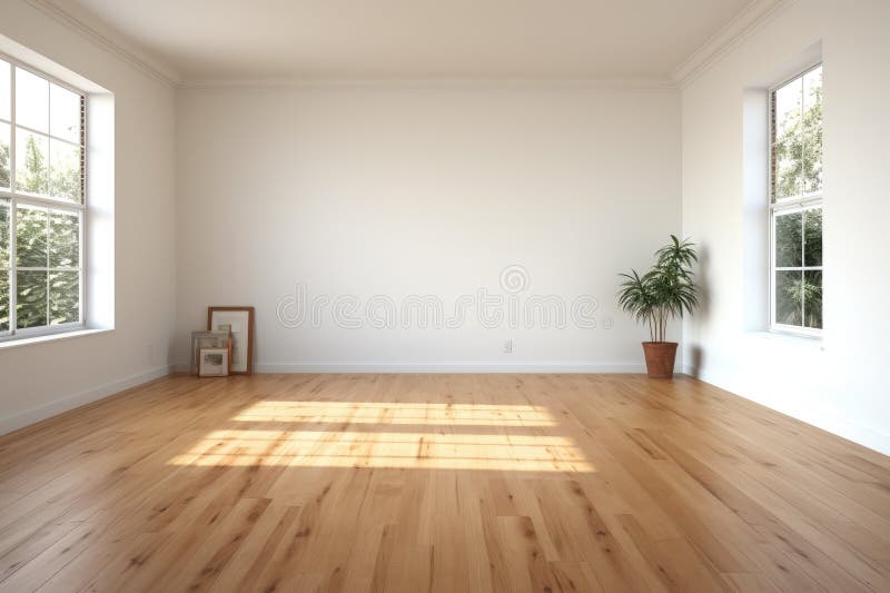 Empty Room and Wall and Wooden Floor with Interesting with Glare from ...