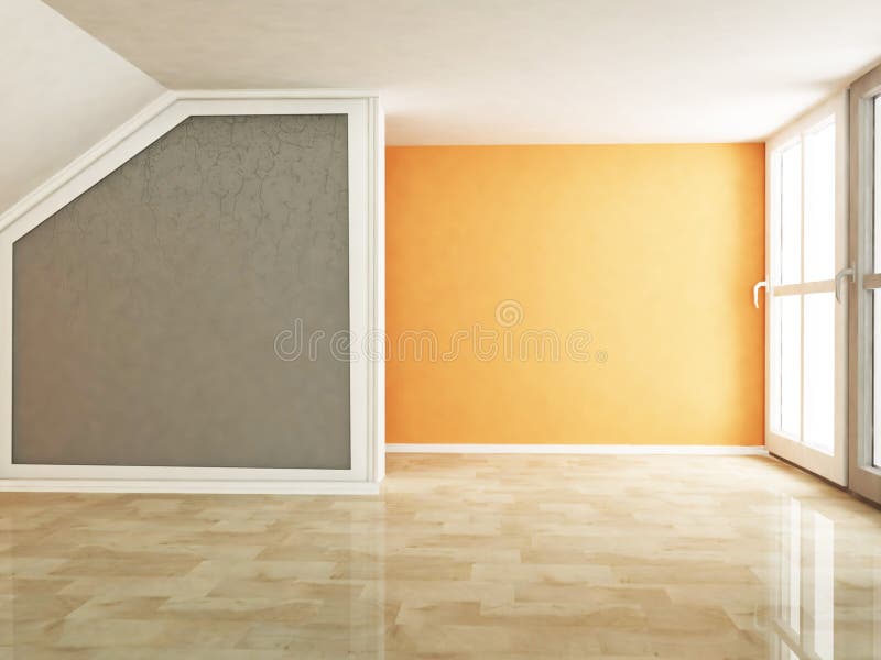 Empty room in warm colors stock illustration. Illustration of inside ...
