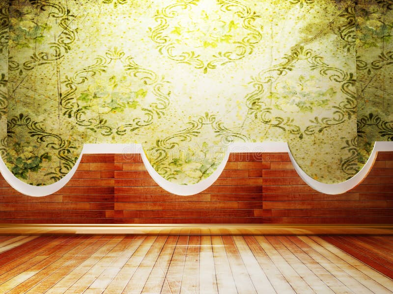 Empty Room in the Warm Colors Stock Illustration - Illustration of ...