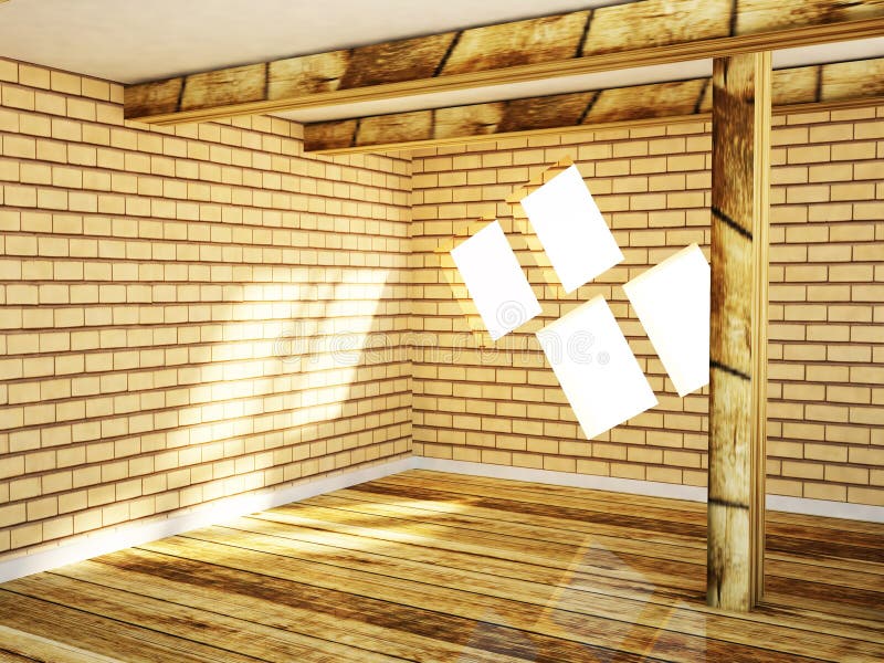 Empty room in warm colors stock illustration. Illustration of empty ...