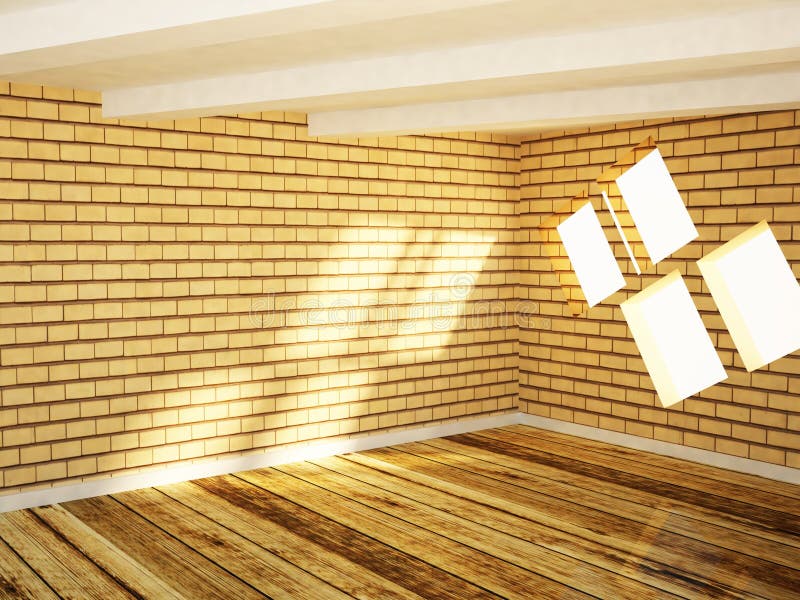 Empty room in warm colors stock illustration. Illustration of empty ...