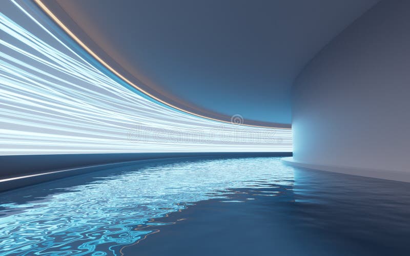 Empty Room with Water Inside, 3d Rendering Stock Illustration ...