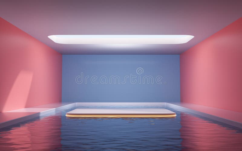 Empty Room with Water Inside, 3d Rendering Stock Illustration ...
