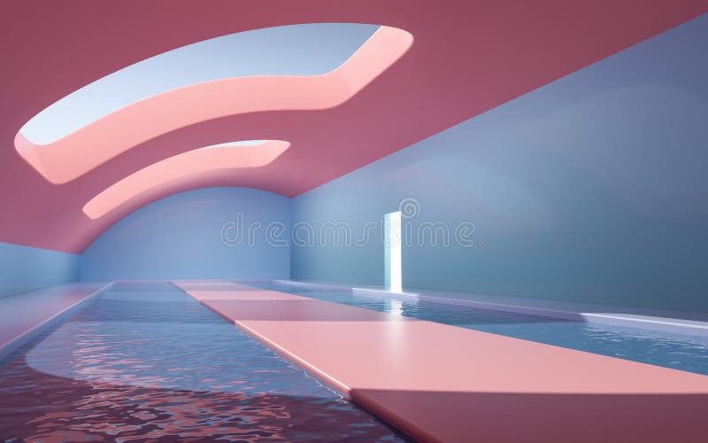 Empty Room with Water Inside, 3d Rendering Stock Illustration ...