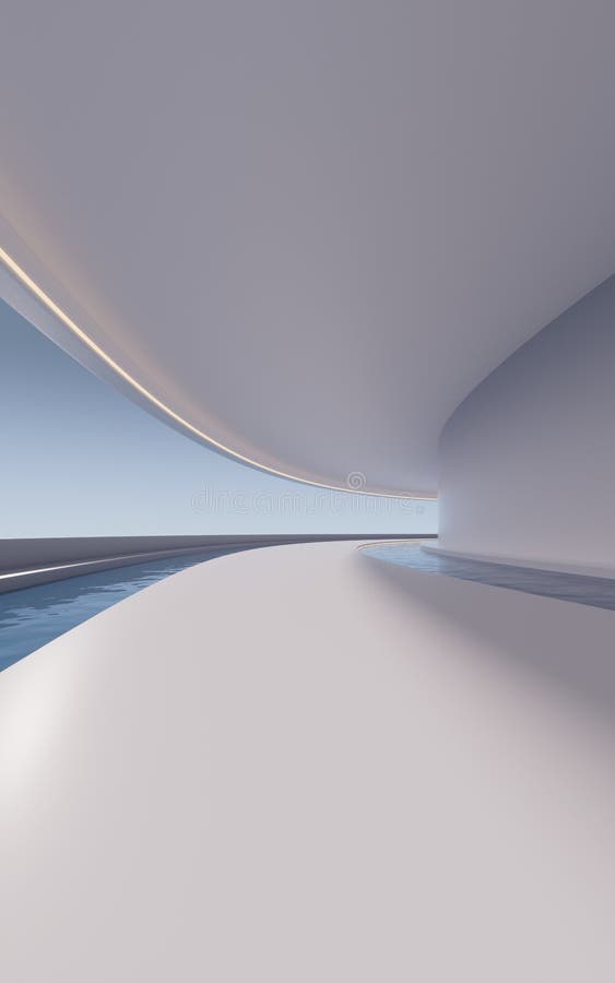 Empty Room with Water Inside, 3d Rendering Stock Illustration ...