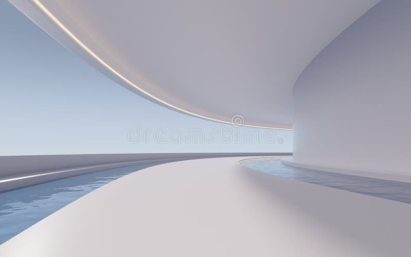 Empty Room with Water Inside, 3d Rendering Stock Illustration ...