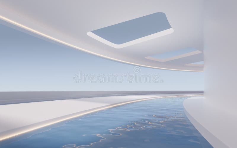 Empty Room with Water Inside, 3d Rendering Stock Illustration ...