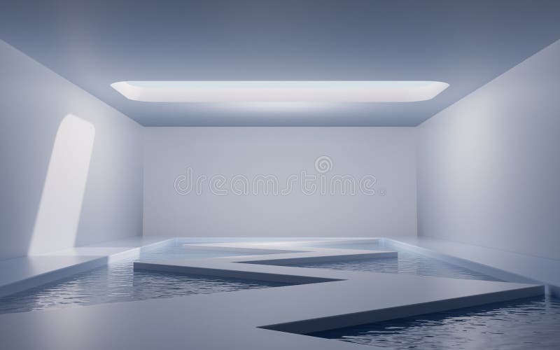 Empty Room with Water Inside, 3d Rendering Stock Illustration ...