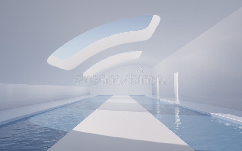 Empty Room with Water Inside, 3d Rendering Stock Illustration ...
