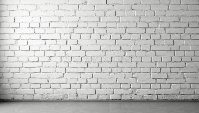 Empty Room with White Brick Wall, Gray Floor. Simple, Clean Backdrop ...