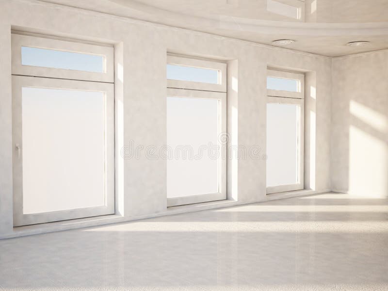 Empty room in white color stock illustration. Illustration of ...