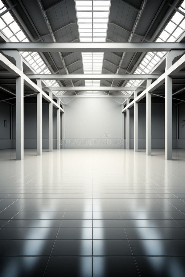 Empty Room with White Columns and Skylight Above it. Generative AI ...