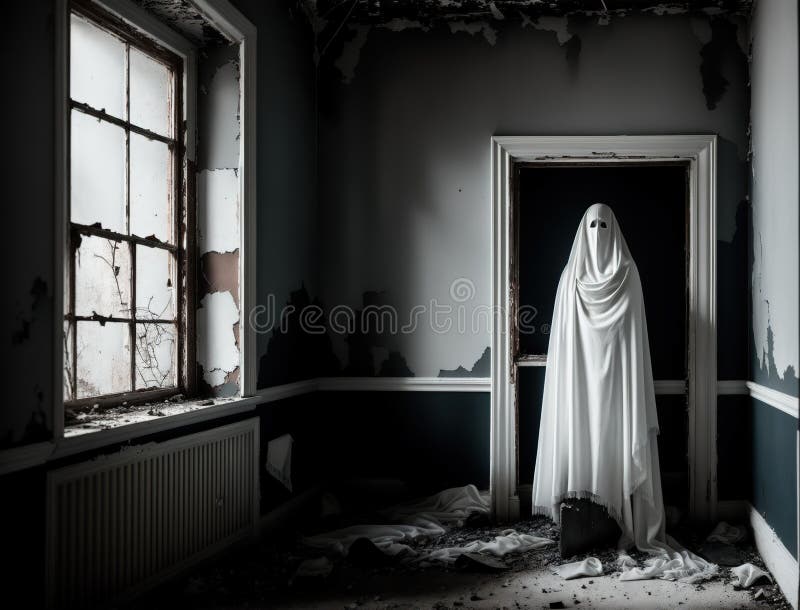An Empty Room with a White Ghost Standing in the Corner. Stock Image ...