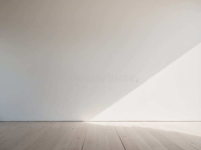 Empty Room White Wall Wooden Floor Left Side. Stock Photo - Image of ...