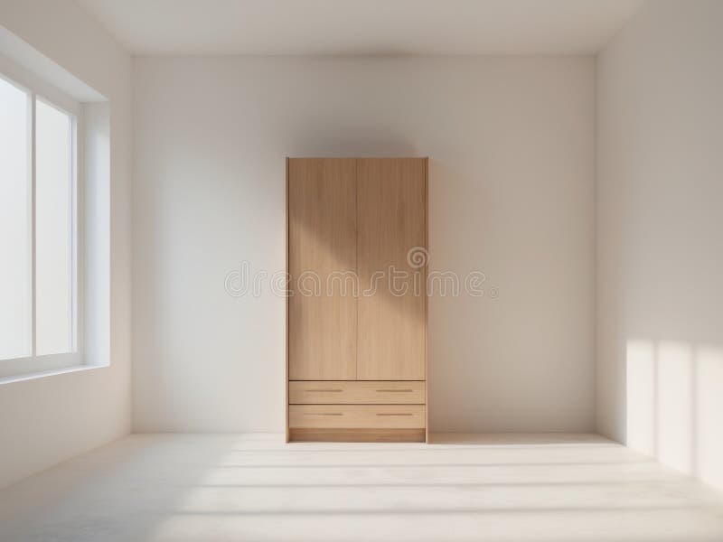Empty Room White Walls Large Window Left Side Wood Dressing Closet ...