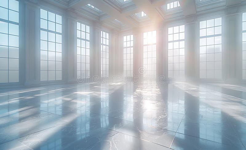 Empty Room with White Windows 3d Render, Bright, Hazy. Generative AI ...