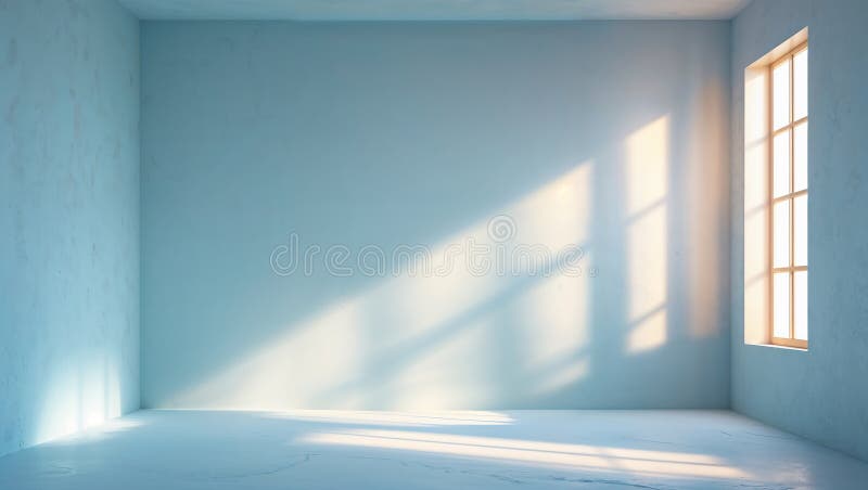 Empty Room with Window Casting Light Beams on Wall and Floor Stock ...