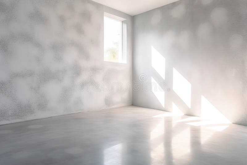 An Empty Room with a Window and a Concrete Floor in the Middle of the ...