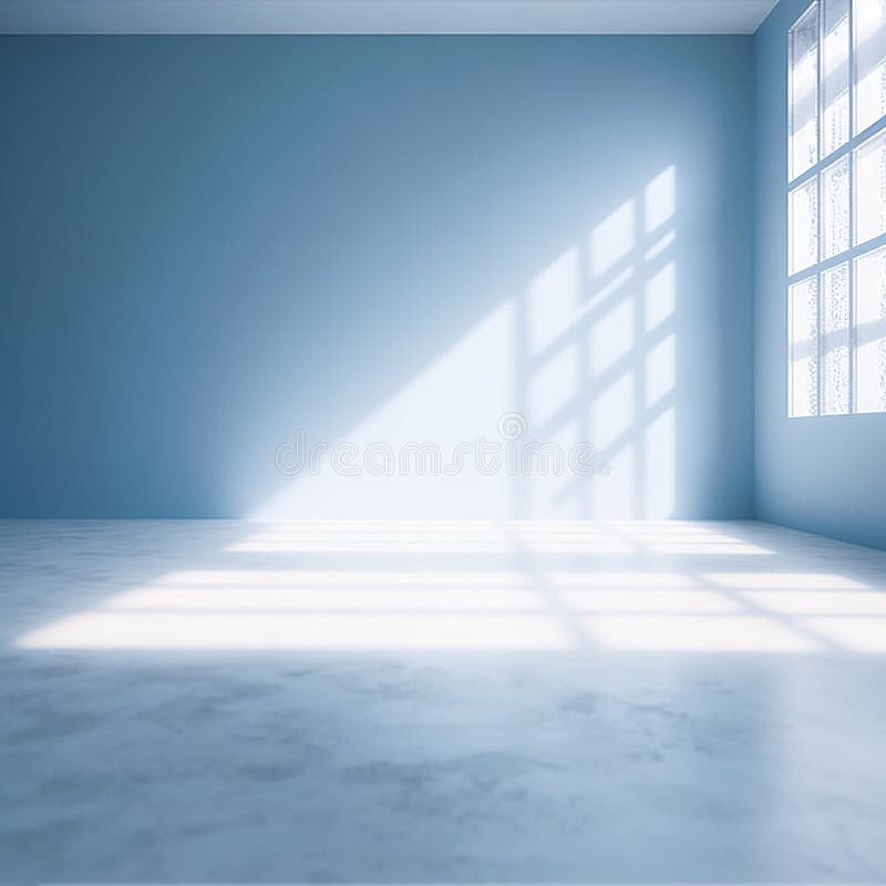 Empty Room with a Window. Light Blue Empty Wall Stock Illustration ...