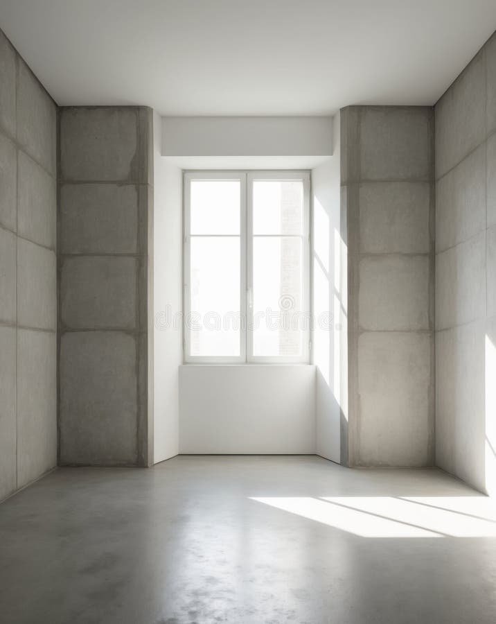 Empty Room with Window Light and Concrete Walls and Floor. Stock Image ... Empty Room with Window Light and Concrete Walls and Floor. Stock Image ...