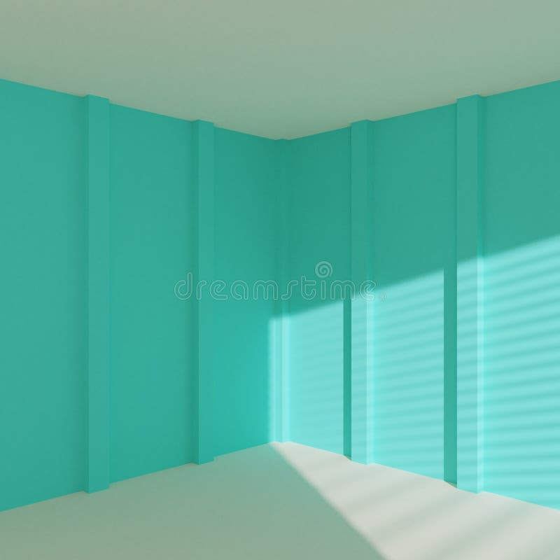 Empty Room with Window Shadow, 3D Rendering Stock Illustration ...