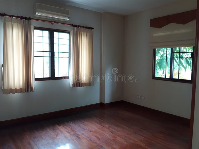 Empty Room with Window and Wooden Floor Stock Photo - Image of ...