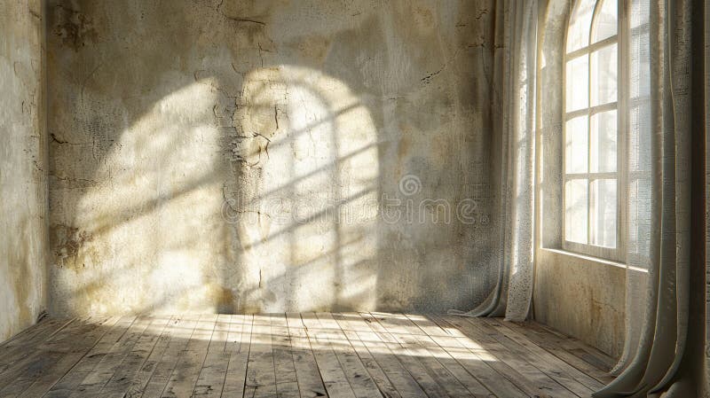 Empty Room with a Window and Wooden Floor Stock Illustration ...