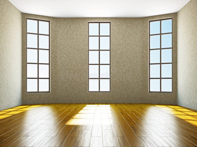 Empty room with windows stock illustration. Illustration of ceiling ...