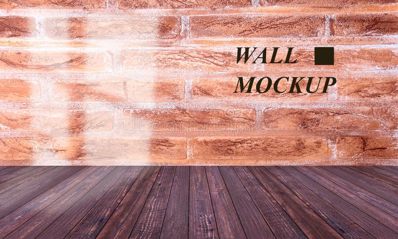 Empty Room with Wood Floor, Stone Wall and Customize Mockup. Stock ...
