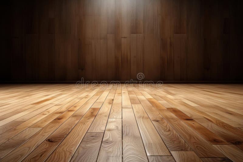 Empty Room with Wood Floor and Wall Panel Texture Background Scene ...