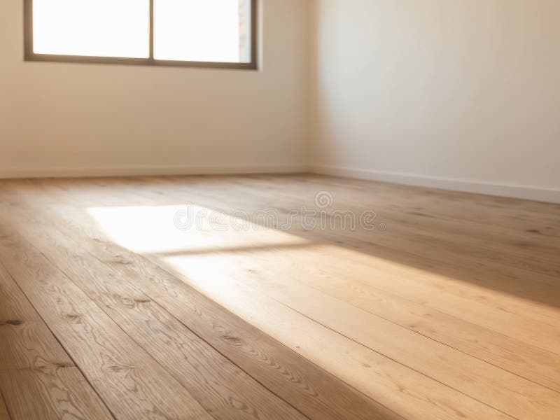 Empty Room with Wooden Floor and Sunlight. Stock Photo - Image of ...