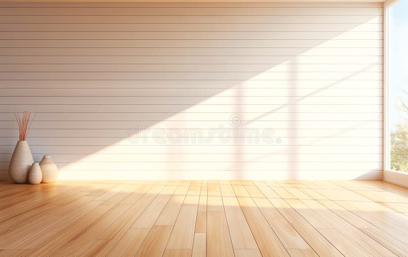 Empty Room with Wooden Floor and Window Stock Image - Image of ...
