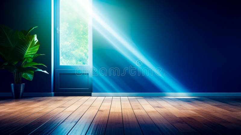 Empty Room with Wooden Floor and Window with Bright Light Coming from ...