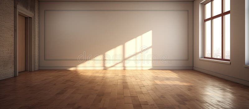 An Empty Room in a Woodenfloored Building with Many Windows Stock Photo ...