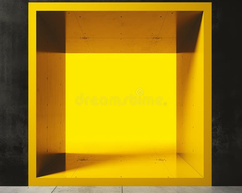An Empty Room with a Yellow Box on the Floor Stock Illustration ...