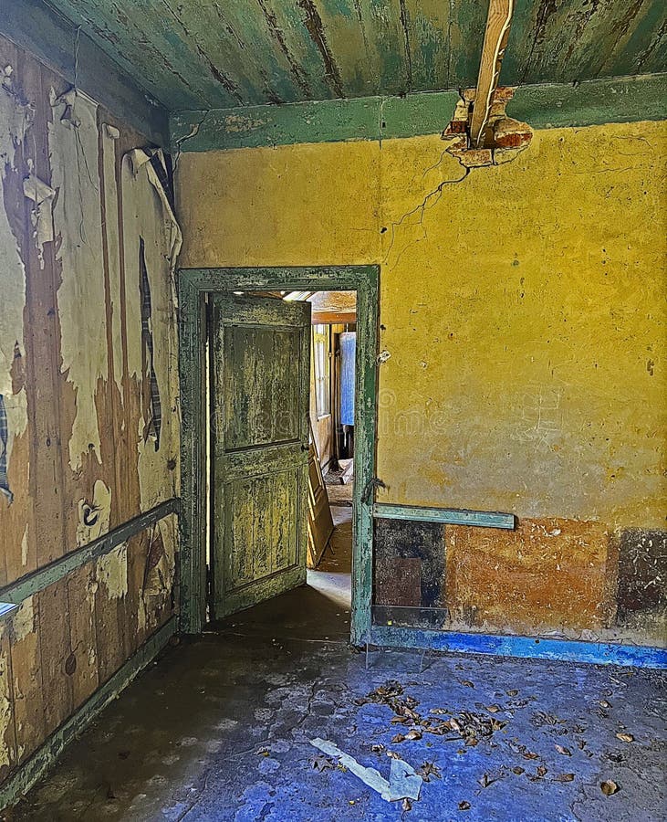 Empty Room with a Yellow Wall in a Lost Place in Germany Stock Image ...