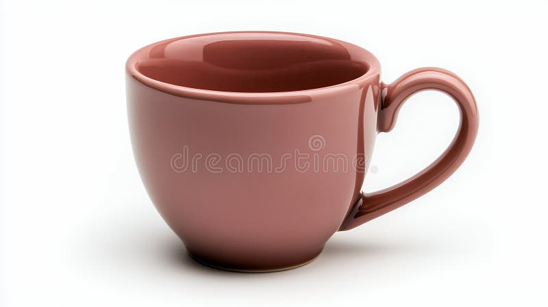 Empty Rose Pink Ceramic Teacup on White Background Stock Illustration ...