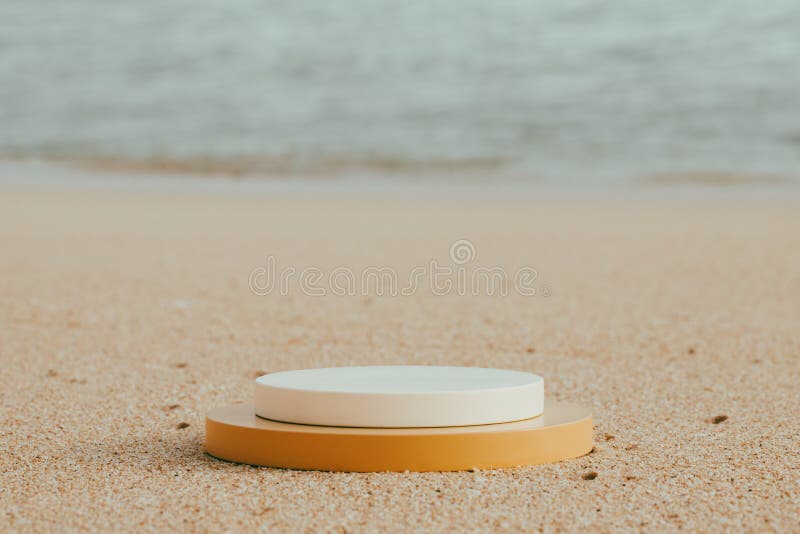 Empty Round Beige Platform Podium on the Beach Stock Photo - Image of ...