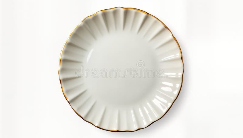 Empty Round Ceramic Plate Isolated on White Background. Luxurious ...