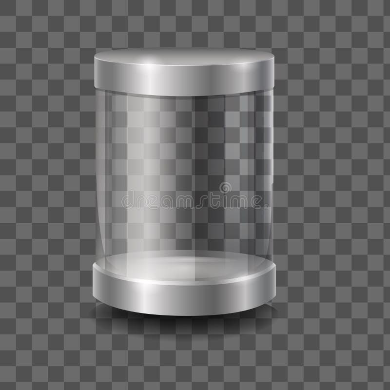 Empty Round 3d Capsule Glass Showcase Front View Vector Graphic ...