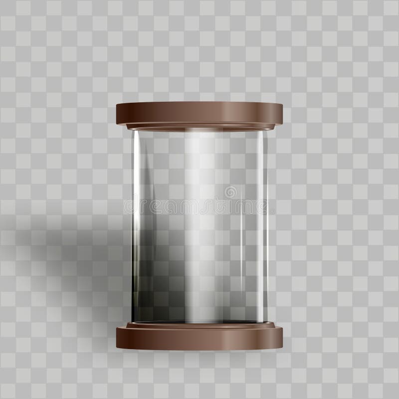 Empty Round 3d Capsule Glass Showcase Front View Vector Graphic ...
