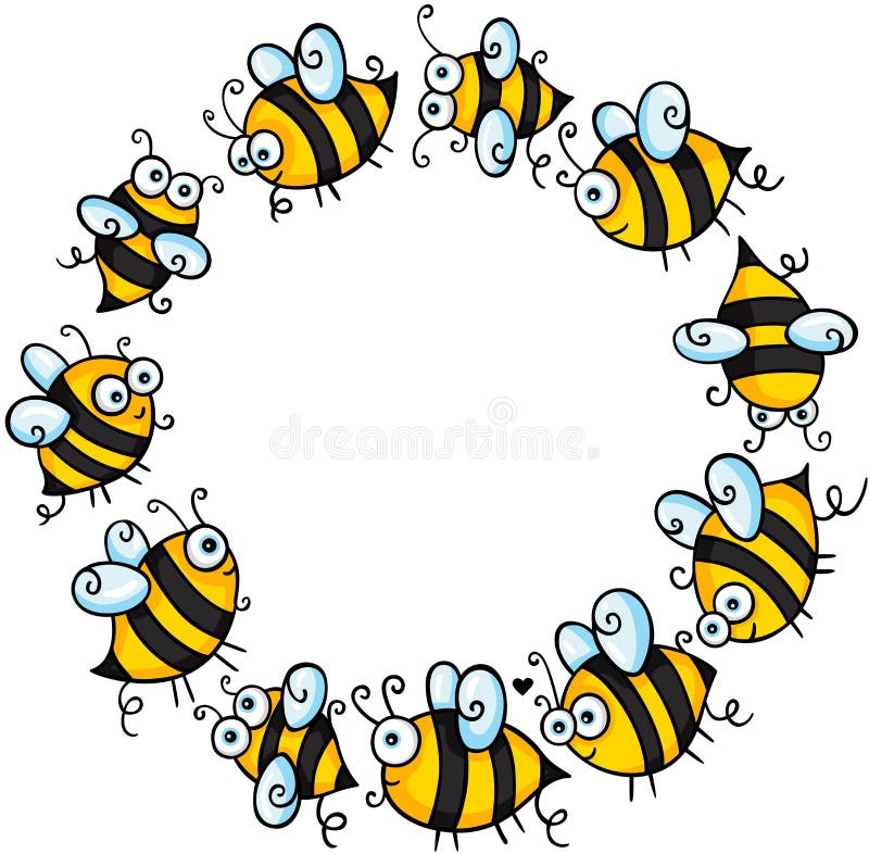 Round frame with bees stock vector. Illustration of wild - 53358984