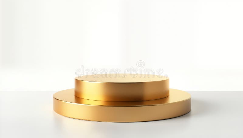 Empty Round Gold Podium on White Background. Luxury Design for Awards ...