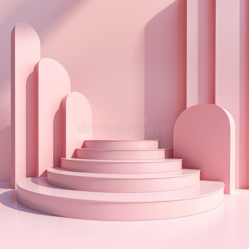 Empty Round Pink Platform Podium on Pink Background. Background for ...